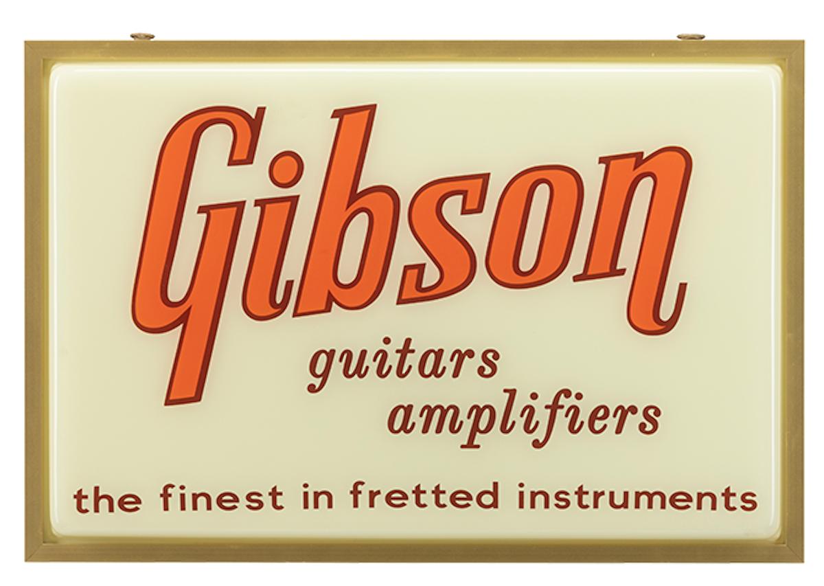 Gibson Vintage Lighted Sign, Guitars & Amplifiers Sign | Algam Nordic
